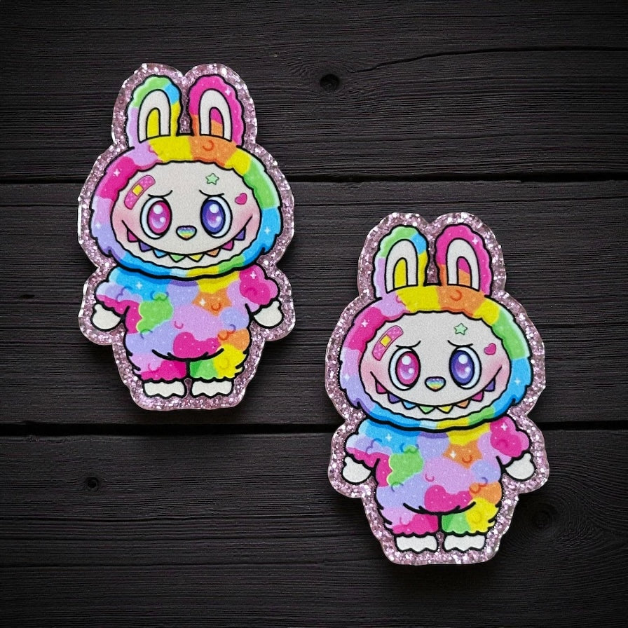 Labubu Glitter Acrylic Flatback – Luck of the Irish